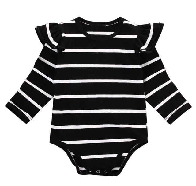Pilucho negro rayas algodón bebé » Tia PLOP